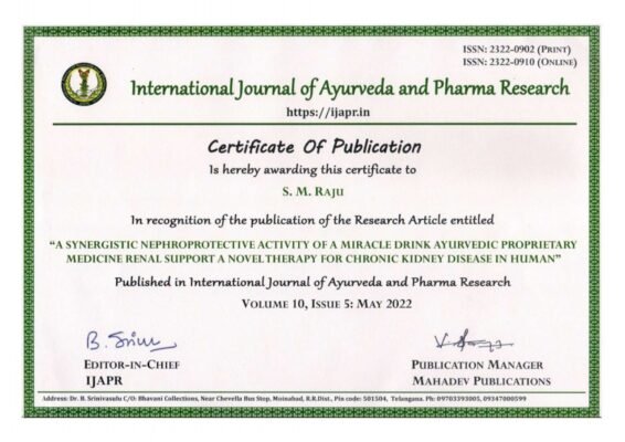 Research Article Certificate - Themiracledrinks